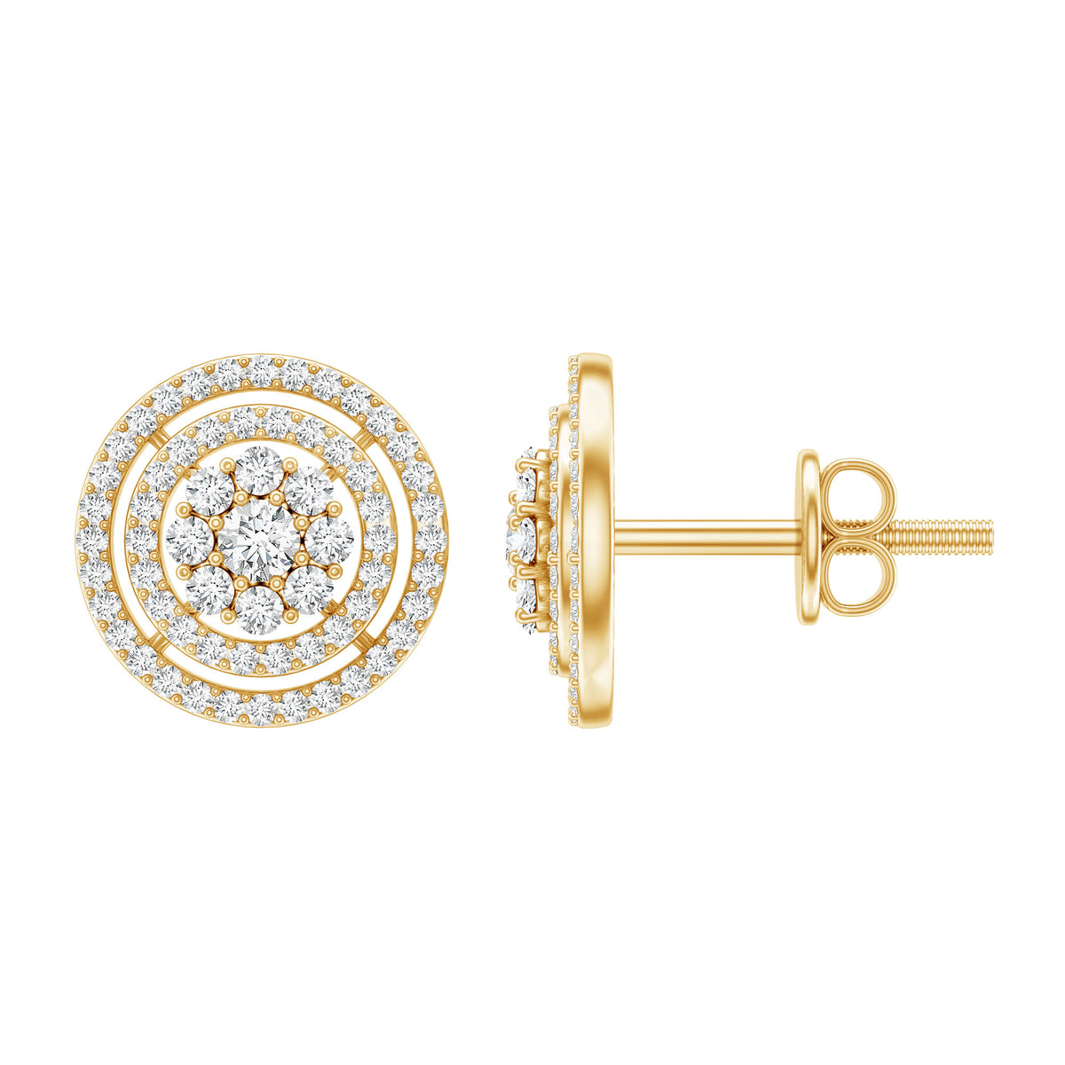 Flower Inspired Diamond Halo Stud Earrings – Rosec Jewels