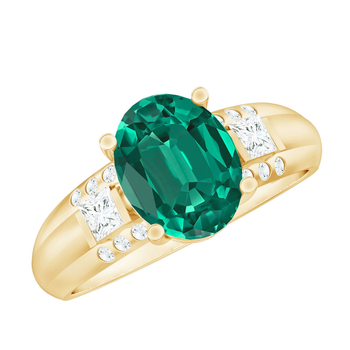Certified 8X10 mm Oval Lab Grown Emerald Diamond Statement Engagement ...